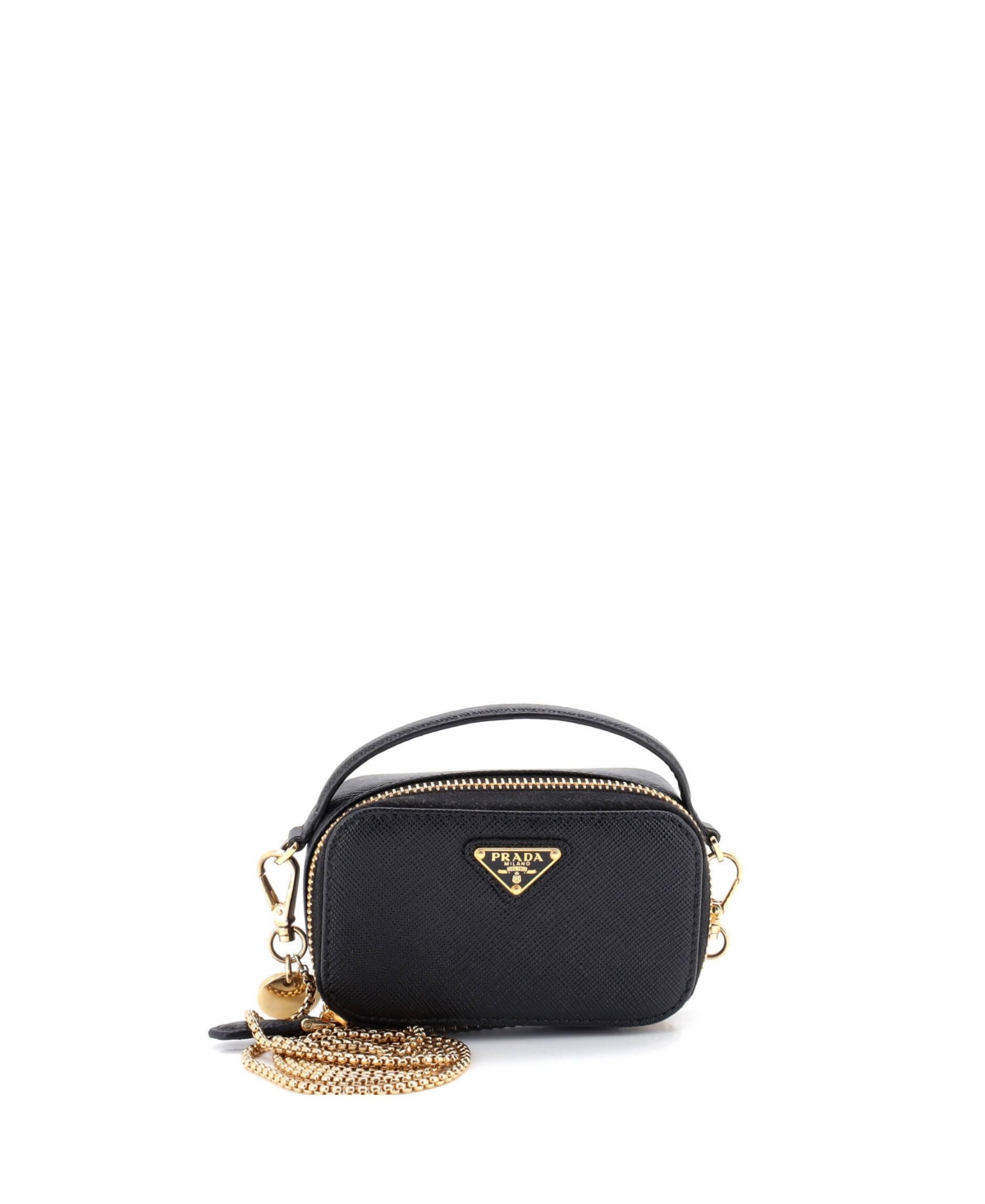 Click here for Pre-Owned Prada Mini Triangle Logo Top Handle Pouc... prices