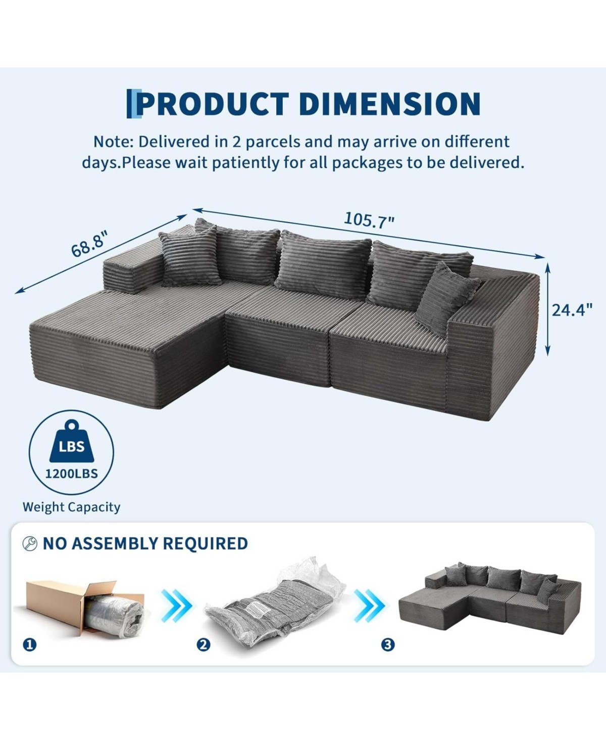 Click here for gaomon 106" Cloud Sectional Sofa with Chaise... prices