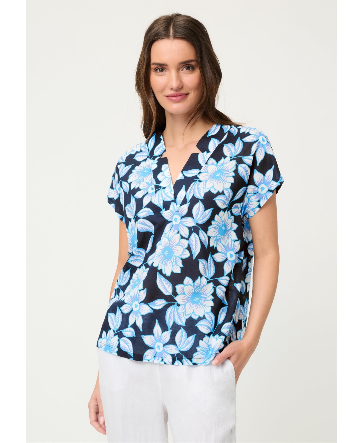 Click here for Olsen Womens Floral Blouse - Ink blue prices