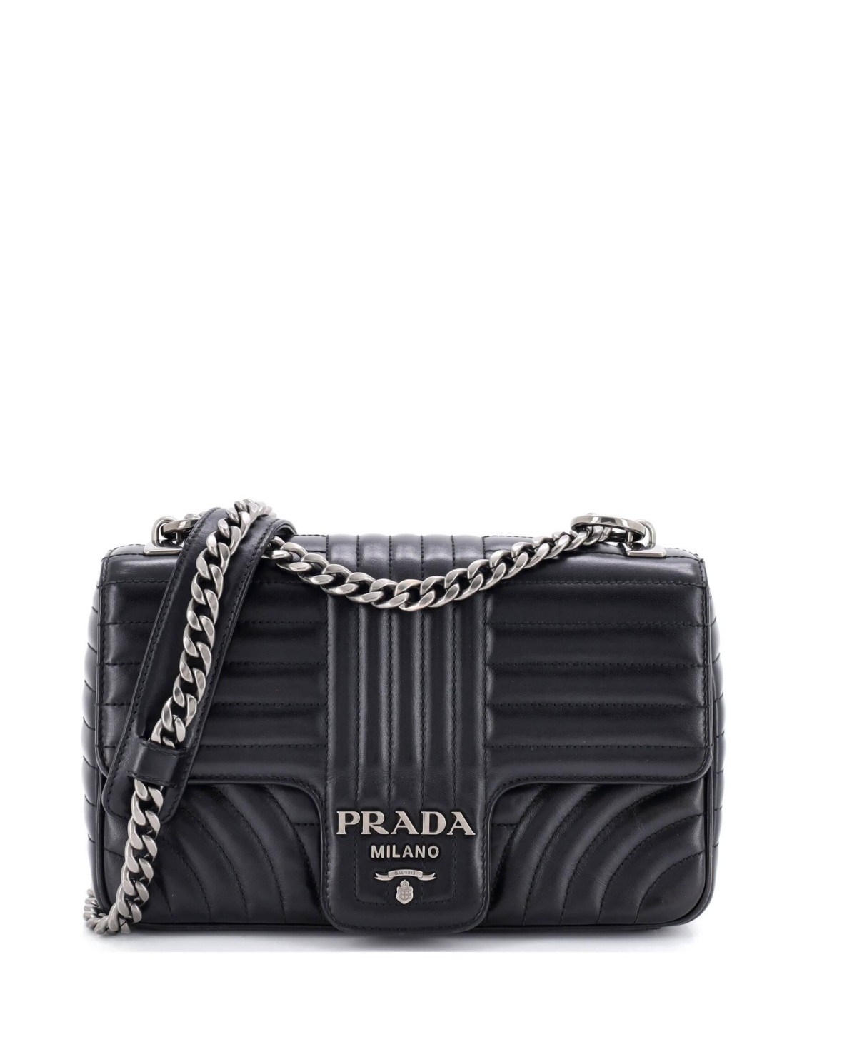 Click here for Pre-Owned Prada Medium Chain Flap Shoulder Bag Dia... prices