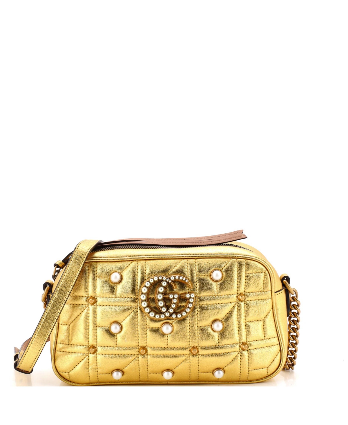 Click here for Pre-Owned Gucci Small Pearly Gg Marmont Shoulder B... prices