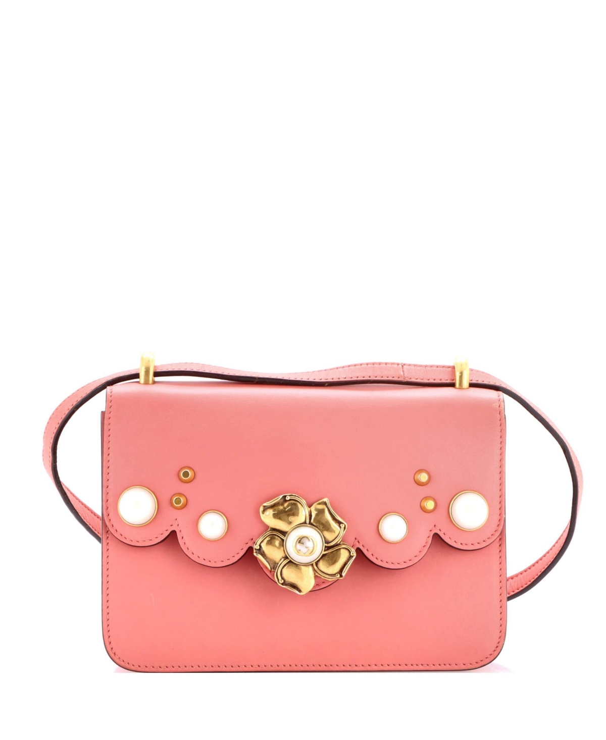 Click here for Pre-Owned Gucci Small Pearly Peony Shoulder Bag Le... prices