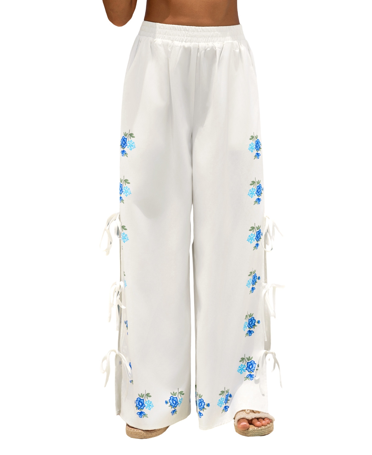 Click here for Cupshe Womens Undefined Floral Pants - White prices