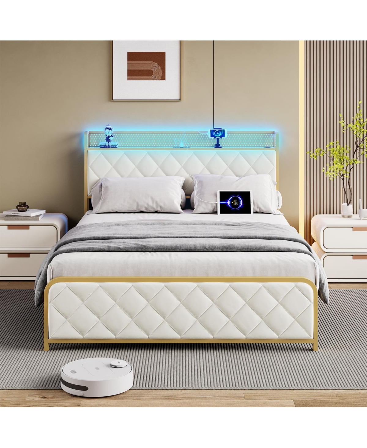 Click here for gaomon Platform Bed Frame with Led Light & Chargin... prices