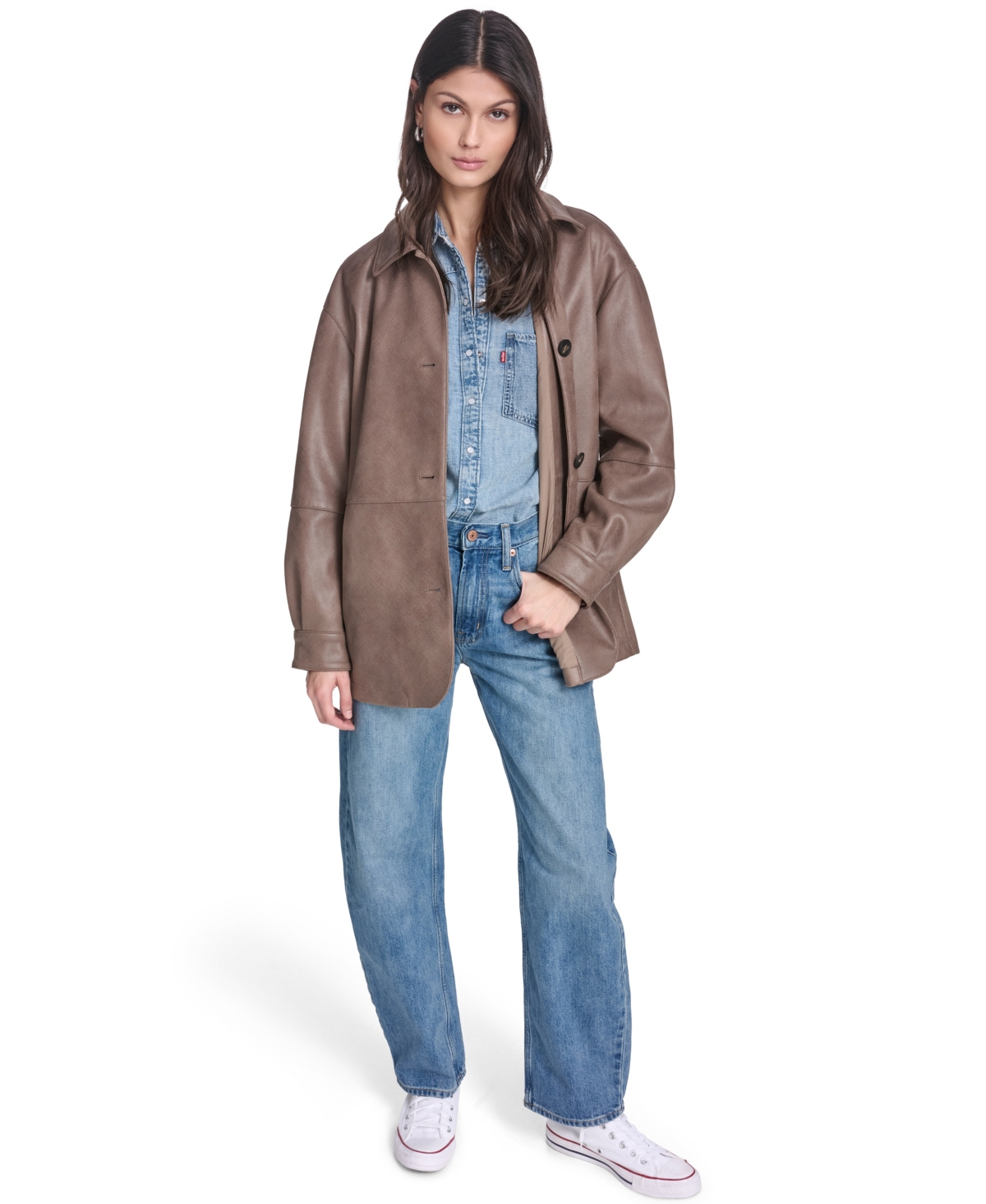 Click here for Levis Womens Faux Leather Relaxed Vintage Look Bla... prices