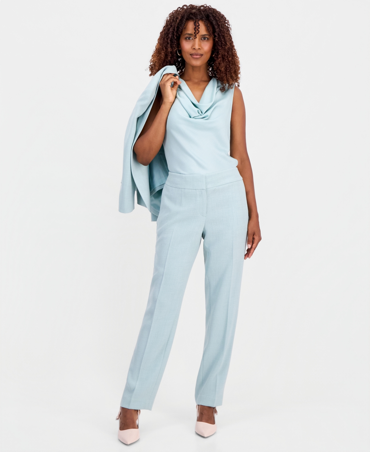 Click here for Kasper Petite Fly-Front Slim Straight Leg Pants -... prices