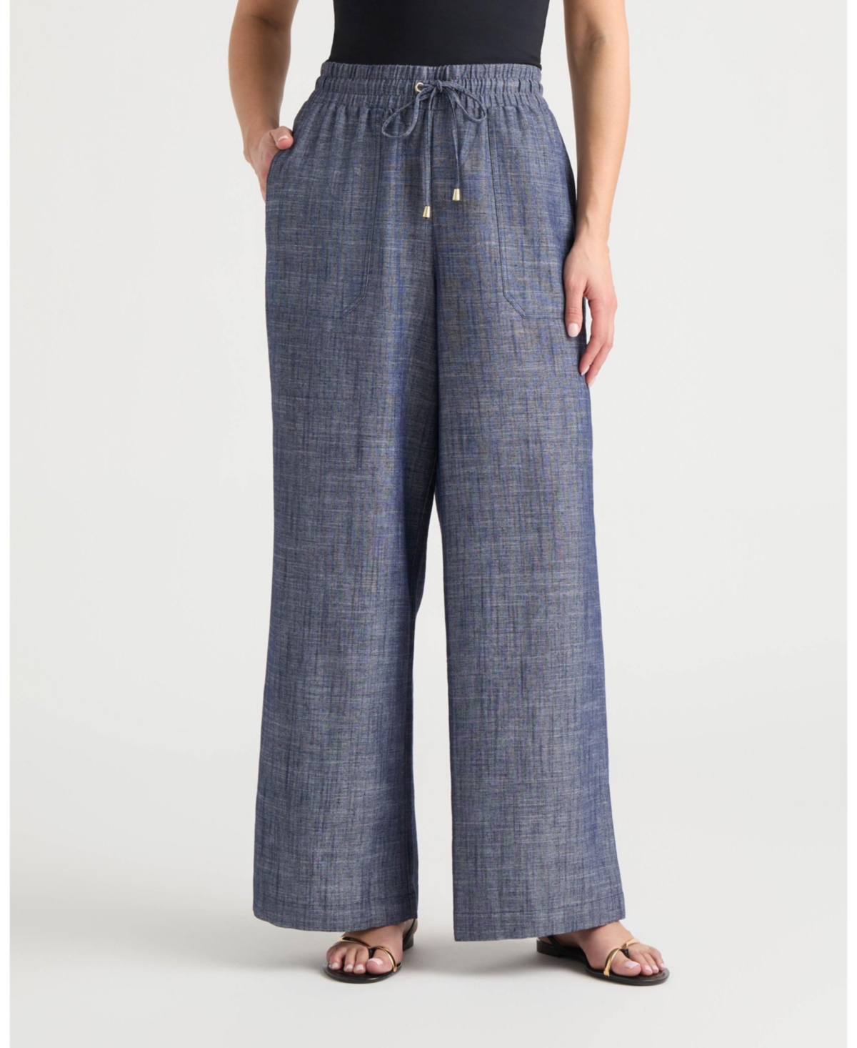 Click here for Ellen Tracy Womens Wide Leg Chambray Pant with Por... prices