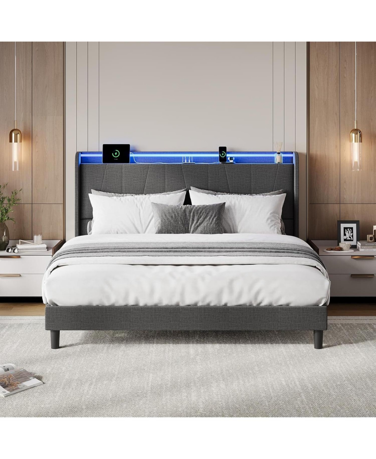 Click here for gaomon King Size Upholstered Bed Frame with Storag... prices