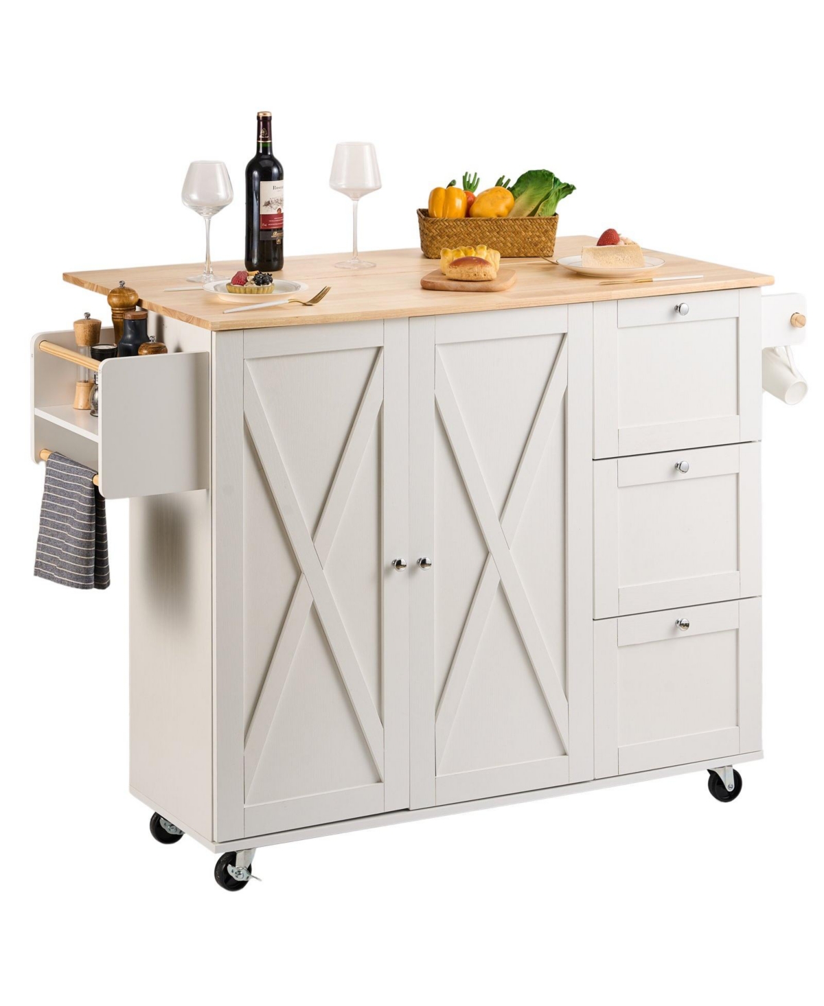 Click here for Gouun 45.3 in Rolling Kitchen Island Cart with Sol... prices