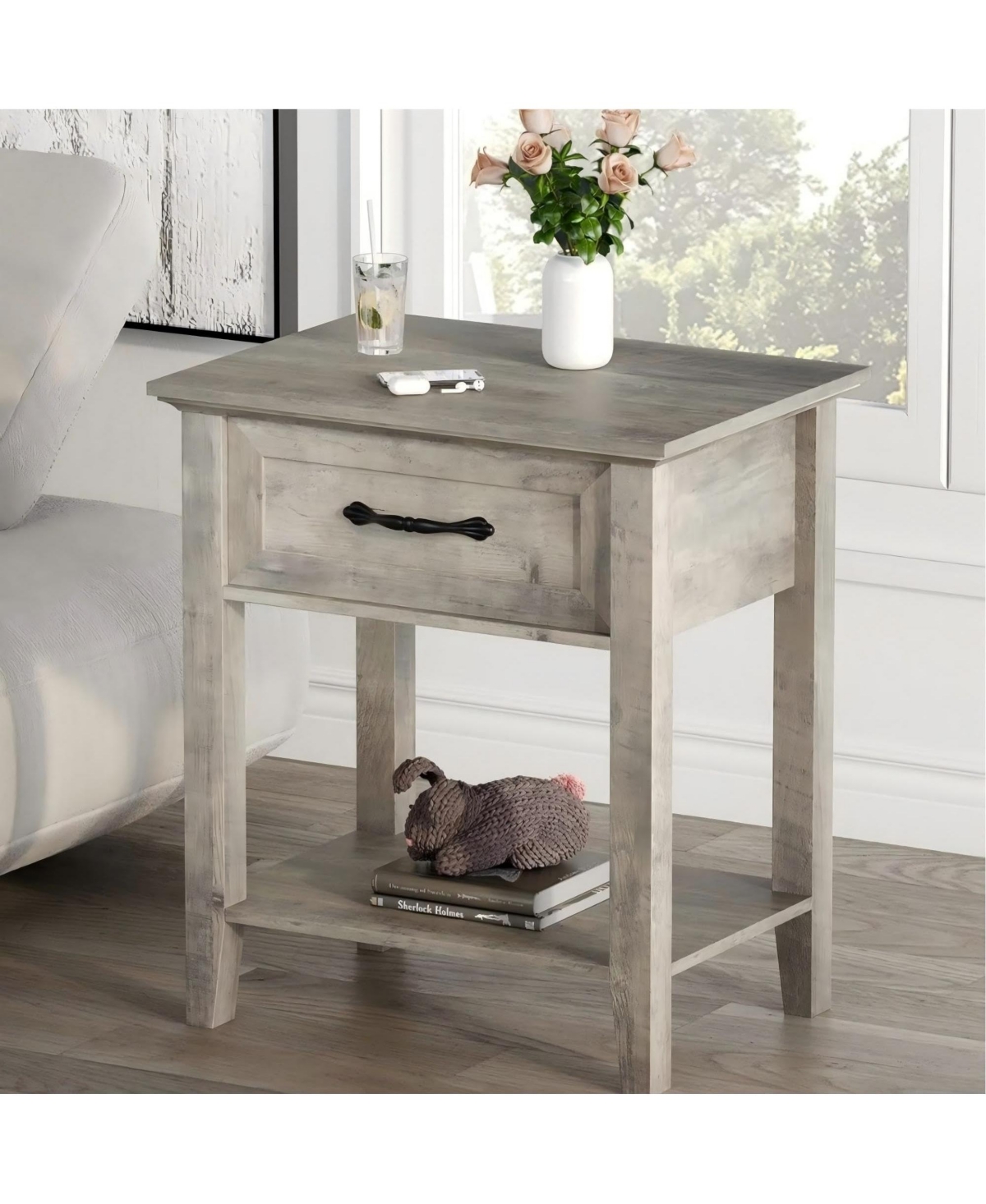 Click here for gaomon Wood Bedside Table With 1 Drawer and Open S... prices