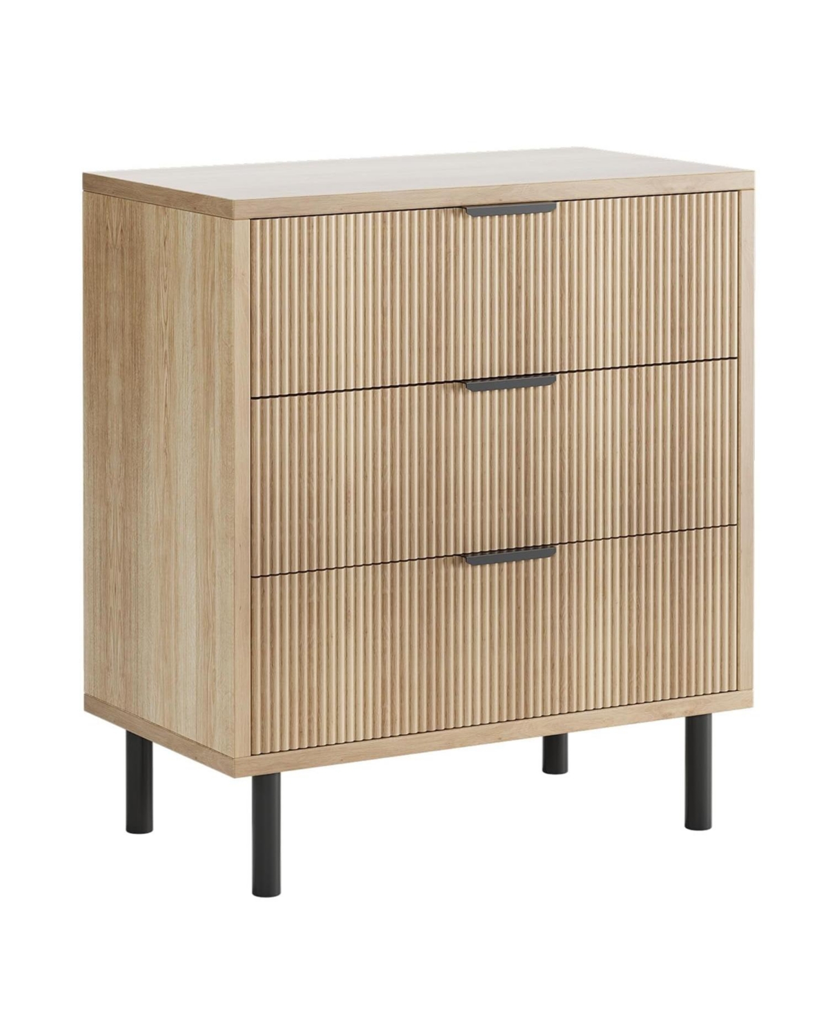 Click here for gaomon Wave Fluted 3 Drawer Dresser  Tall Wood Nig... prices