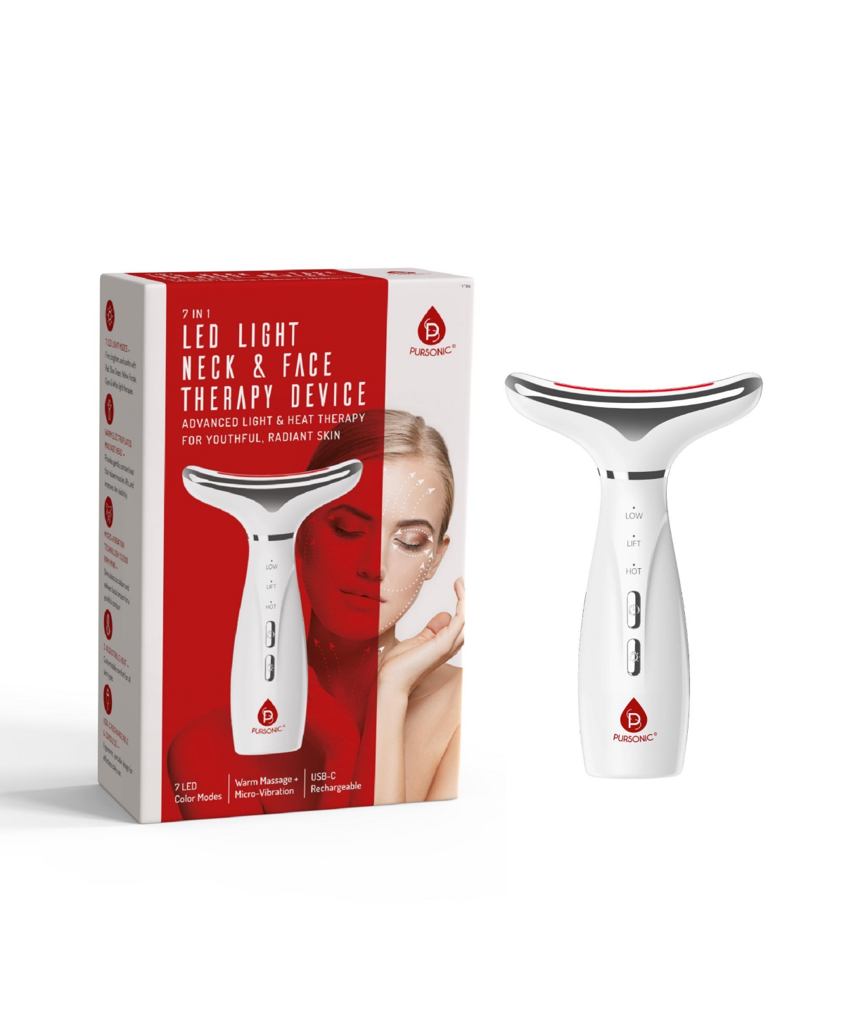 Click here for Pursonic 7-Color Led Light Therapy Neck & Face Dev... prices