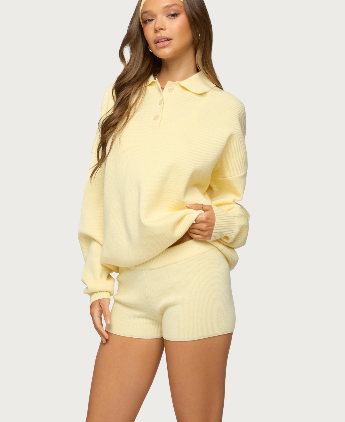 Click here for Edikted Womens Lorie Oversized Knit Polo Sweater -... prices