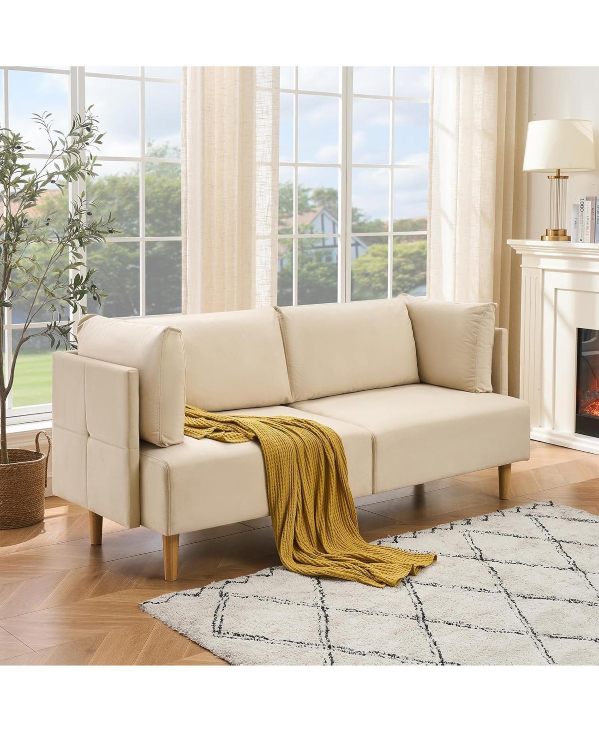 Click here for gaomon 76" Loveseat Sofa  Velvet 2-Seater Cou... prices