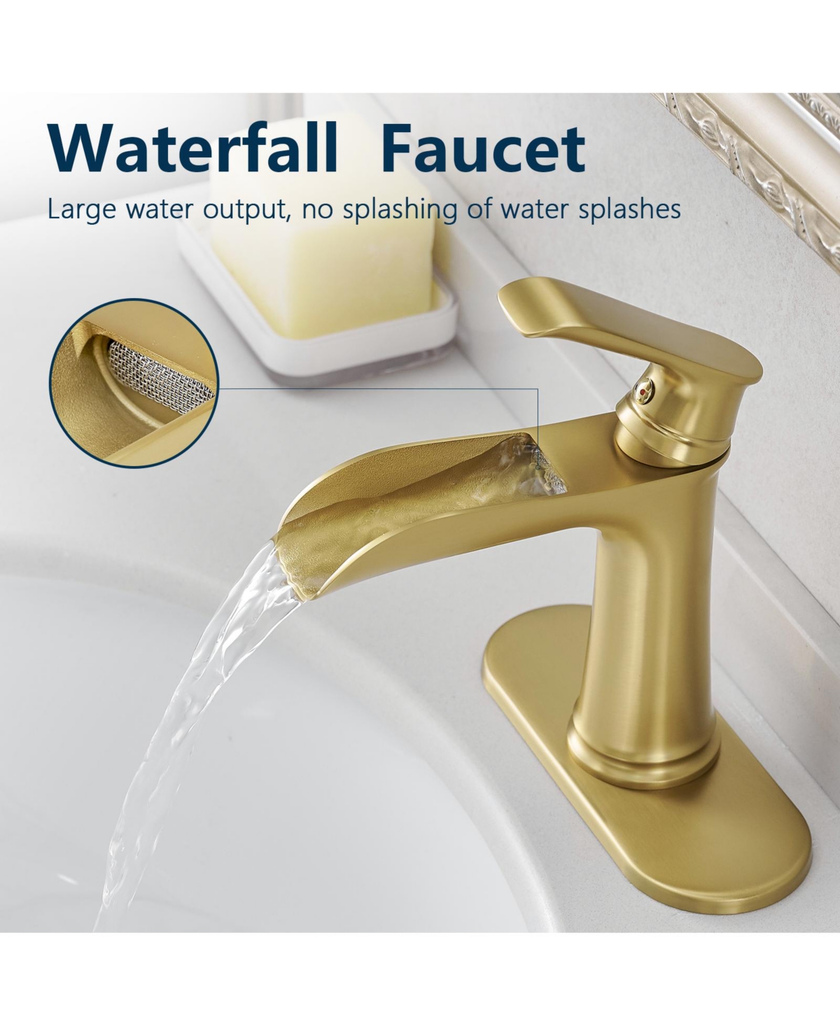 Click here for Busdays Nickel Gold Waterfall Bathroom Sink Faucet... prices