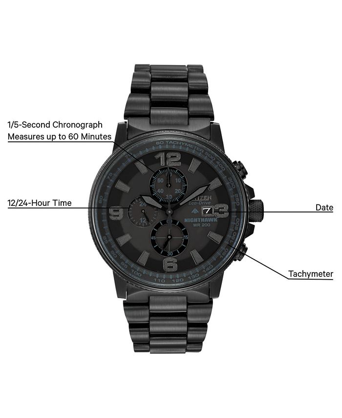 Citizen Men's Chronograph Eco-Drive Nighthawk Black Ion Plated ...