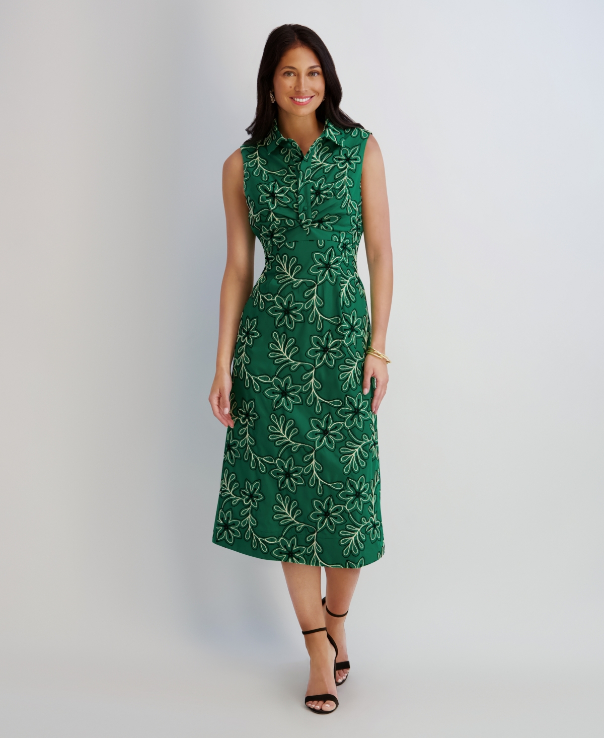 Click here for Kensie Womens Novelty Corded Woven Collared Midi D... prices