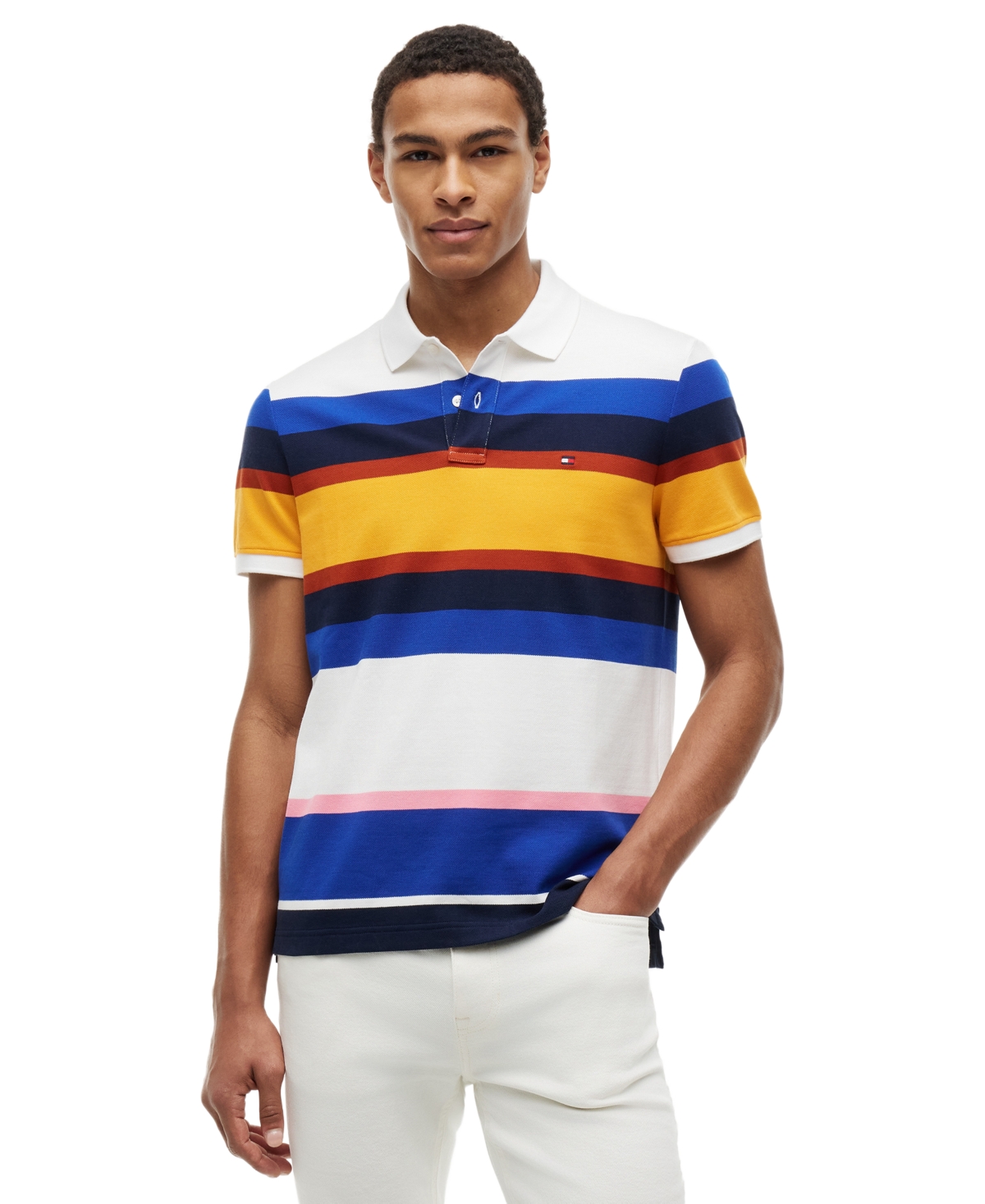 Click here for Tommy Hilfiger Mens Stripe Polo Shirt - Blue Strip... prices