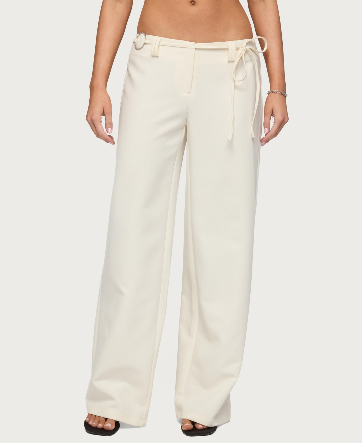 Click here for Edikted Womens Raphael Tie Belt Pants - White prices