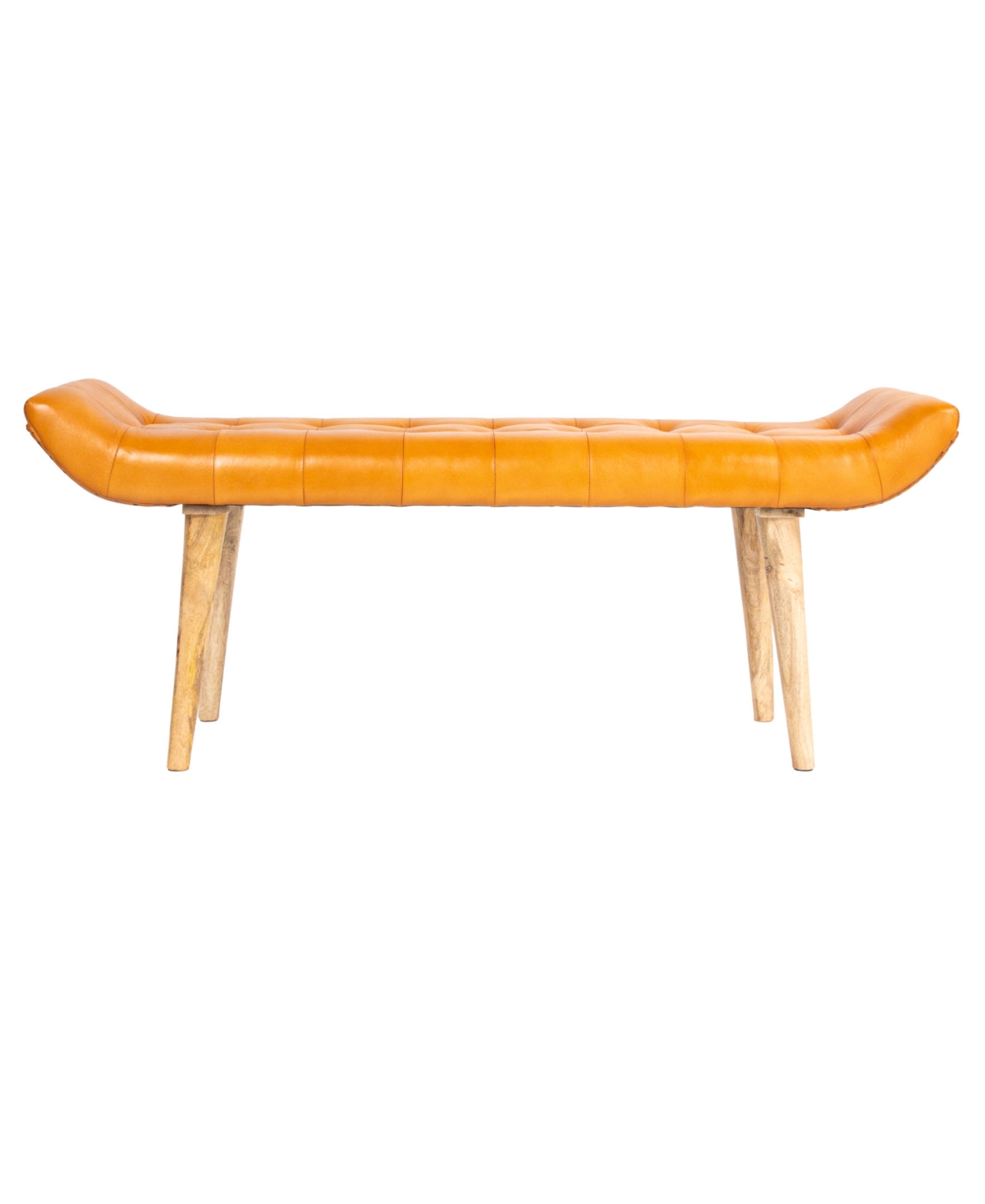Click here for Storied Home 49 Mango Wood and Goat Leather Bench... prices