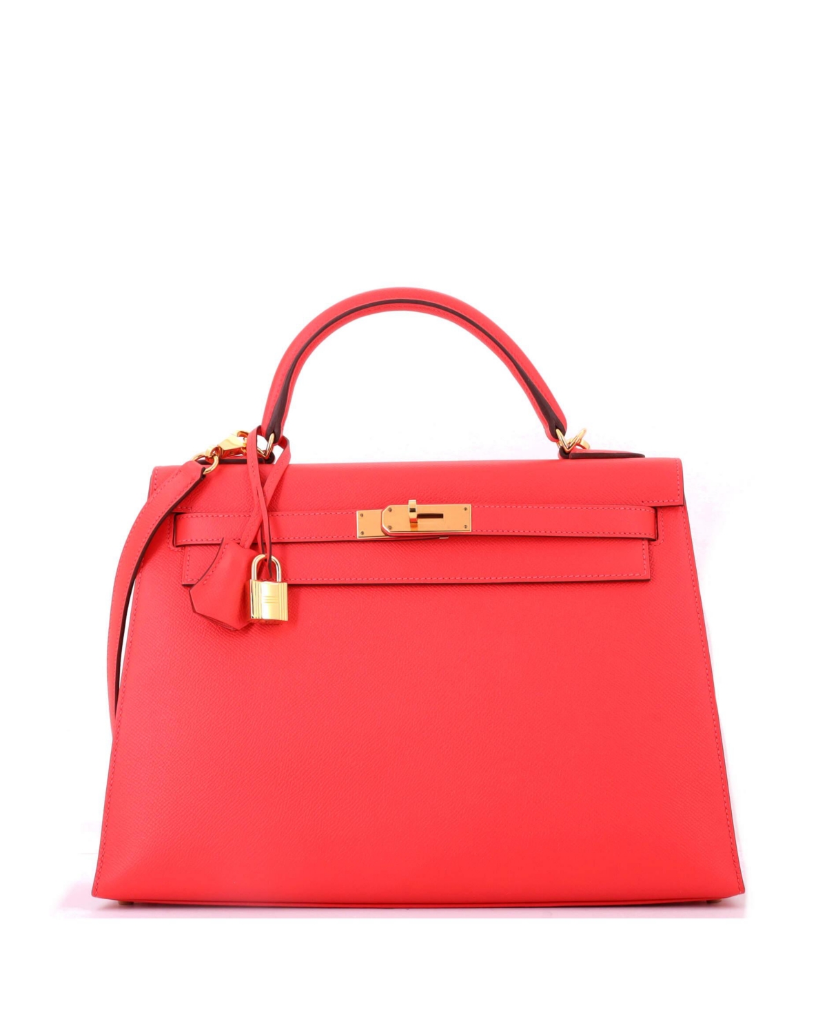 Click here for Pre-Owned HERMES Kelly 32 Handbag Red Epsom with G... prices