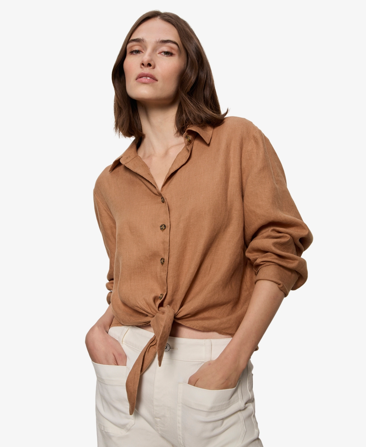 Click here for Sanctuary Womens Tie-Front Long-Sleeve Shirt - Toa... prices