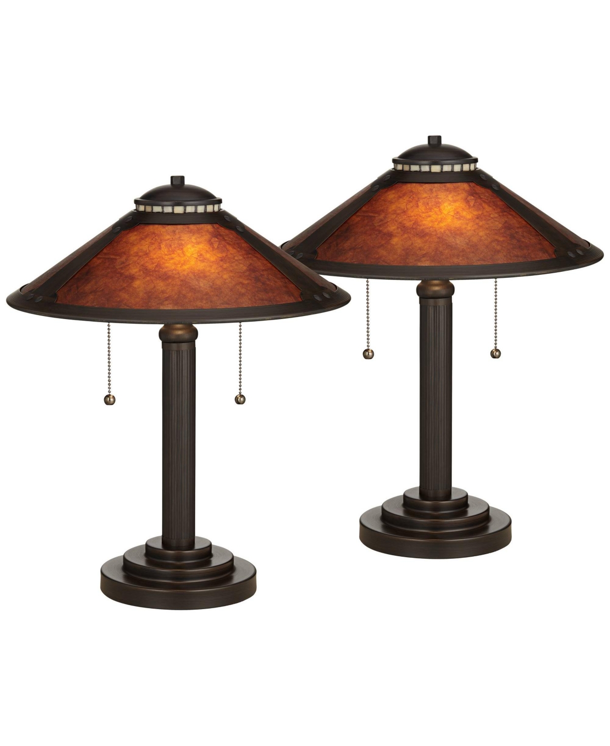Click here for Robert Louis Tiffany Mica Mission Desk Lamps 18 1/... prices