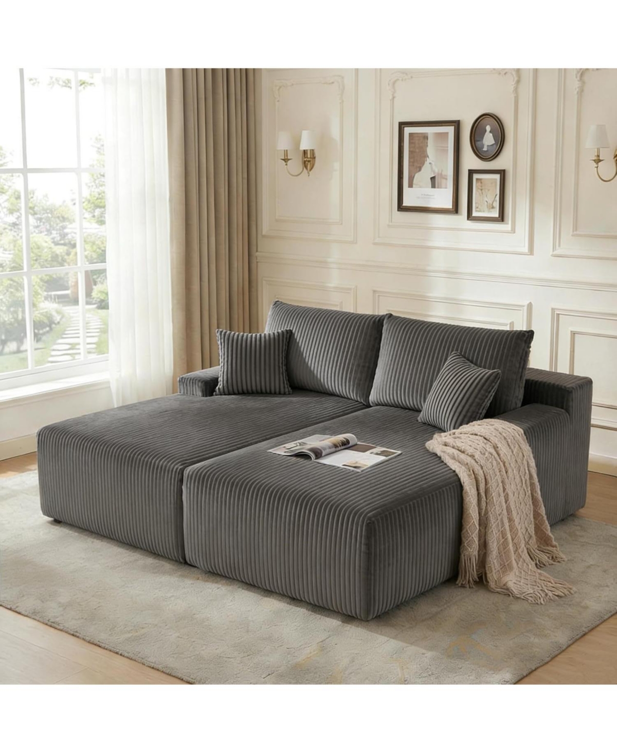 Click here for gaomon 80" Double Chaise Lounge Sofa Bed  Cor... prices