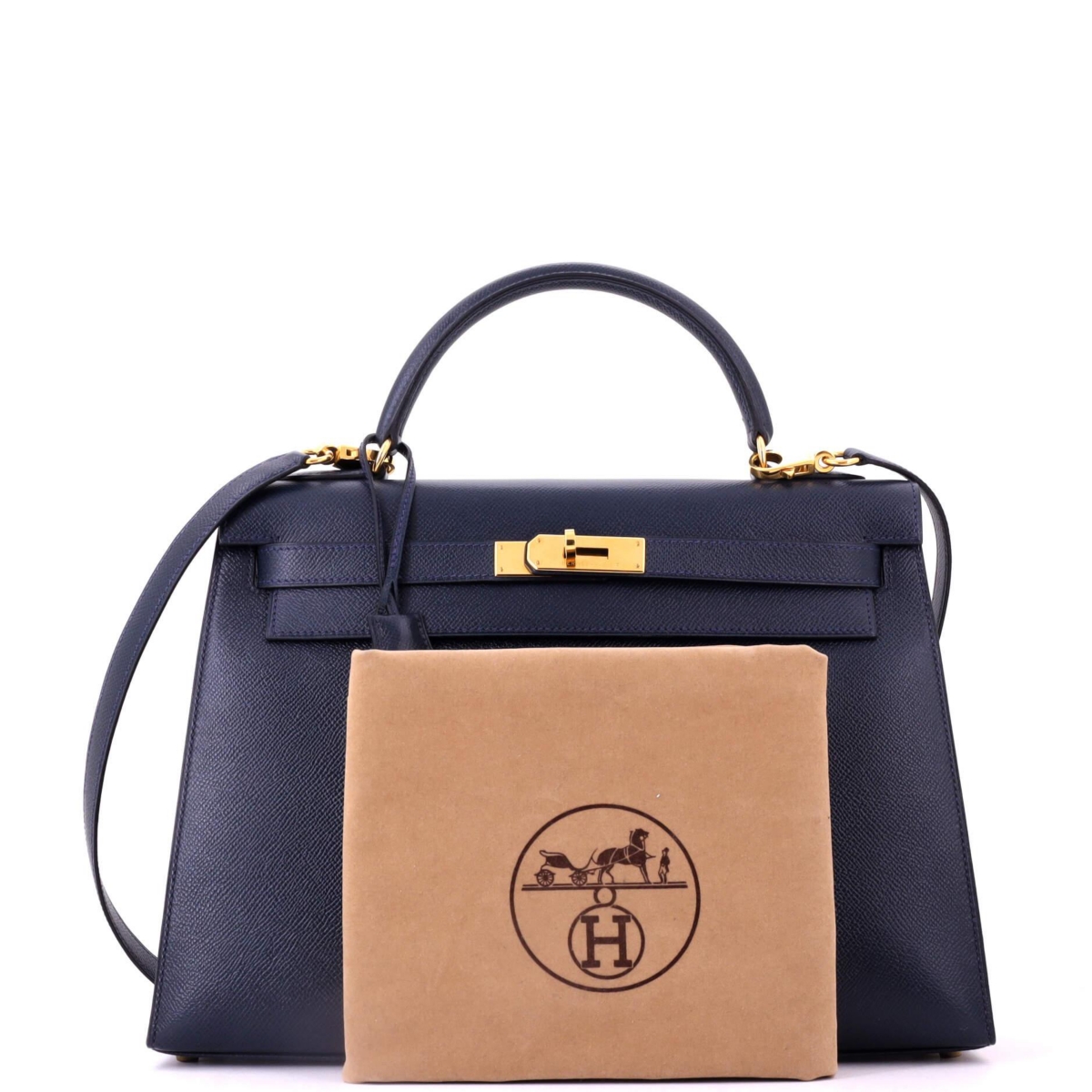 Click here for Pre-Owned HERMES Kelly 32 Handbag Blue Courchevel... prices