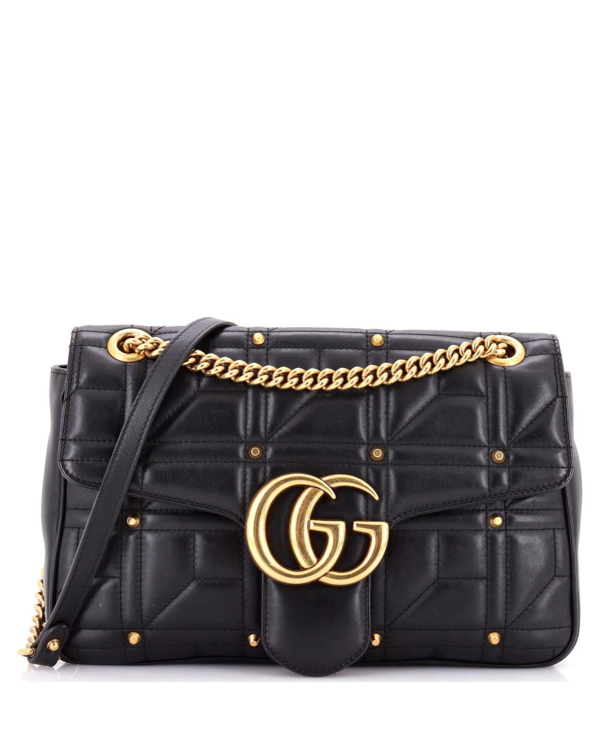 Click here for Pre-Owned Gucci Medium Gg Marmont Flap Bag Studded... prices