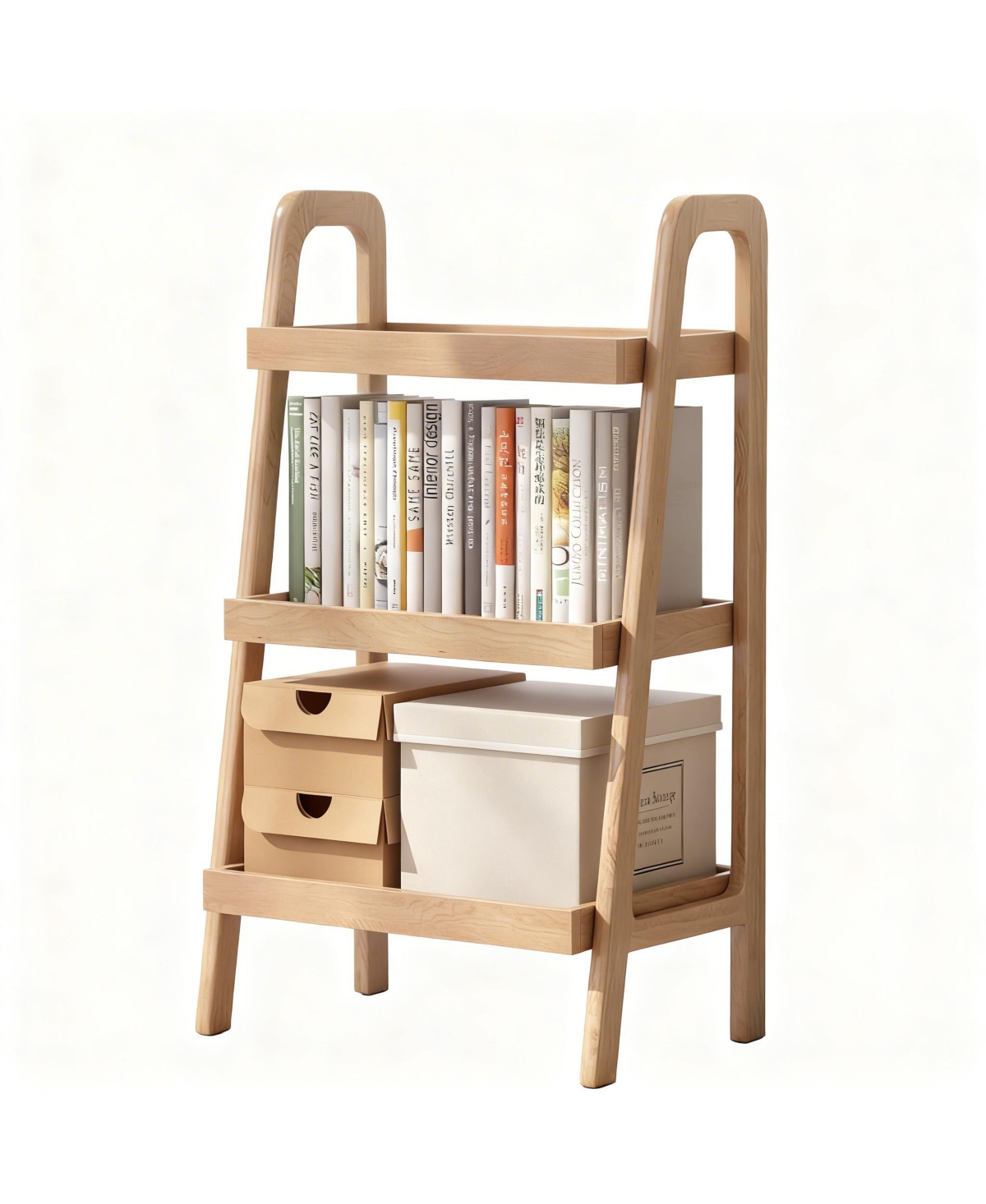 Click here for Yigii Solid Oak 3 Tier Ladder Shelf Small Bookshel... prices