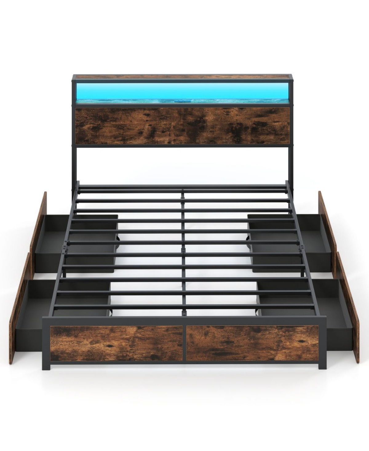 Click here for Gouun Queen Metal and Wood Bed Frame with Led Ligh... prices