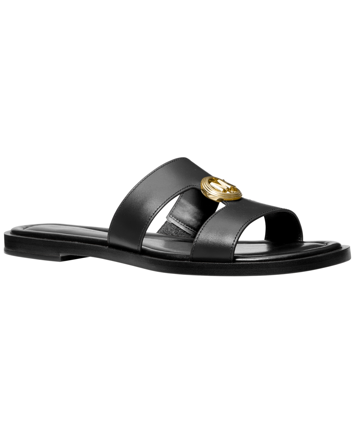 Click here for Michael Kors Womens Erin Flat Sandals - Black Leat... prices