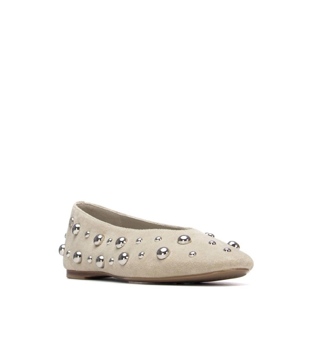 Click here for Xti Womens Suede Studded Ballet Flats - Ice/ ivory prices