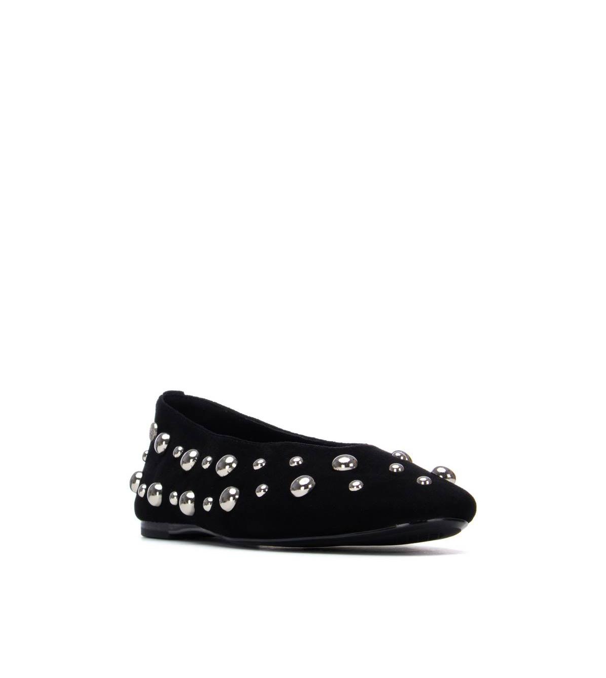 Click here for Xti Womens Suede Studded Ballet Flats - Black prices