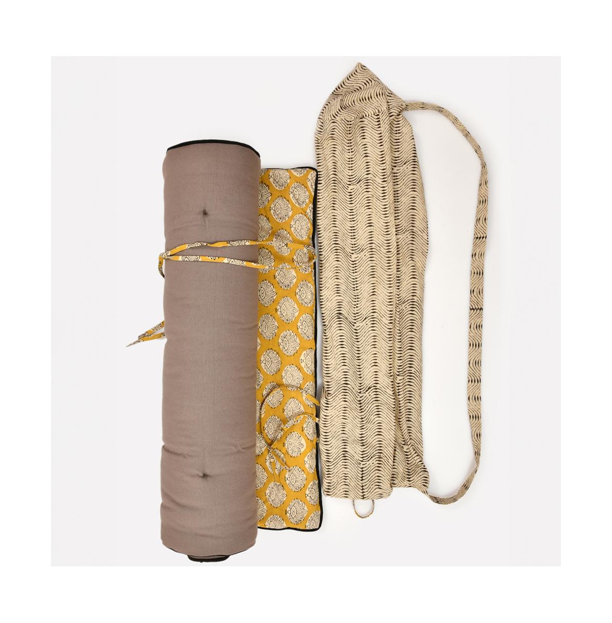 Click here for Verve Culture Block Print Yoga Mat and towel - Yel... prices