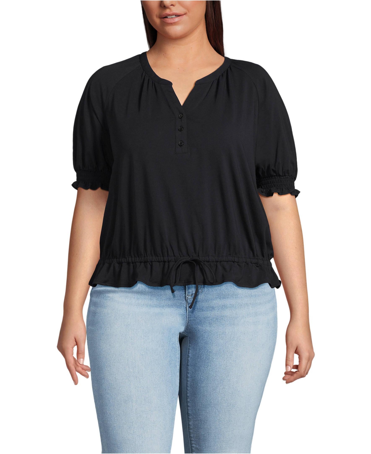 Click here for Lands End Plus Size Elbow Sleeve Lightweight Jerse... prices