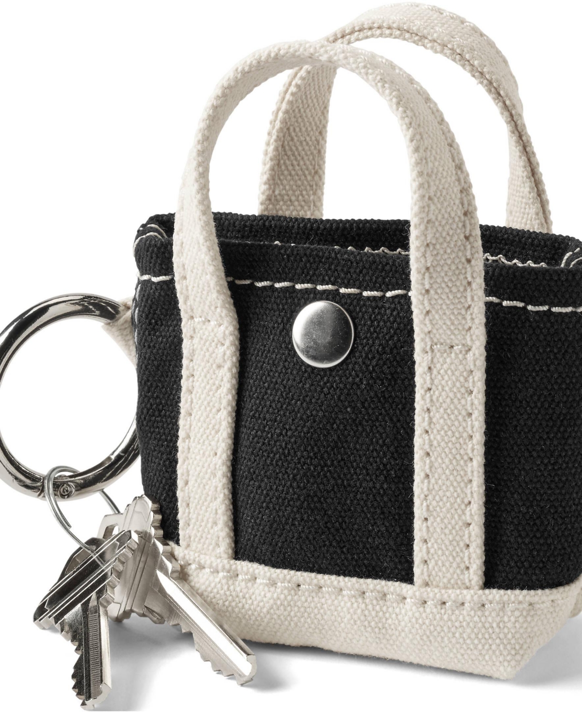Click here for Lands End Micro Canvas Tote Charm - Black/natural prices