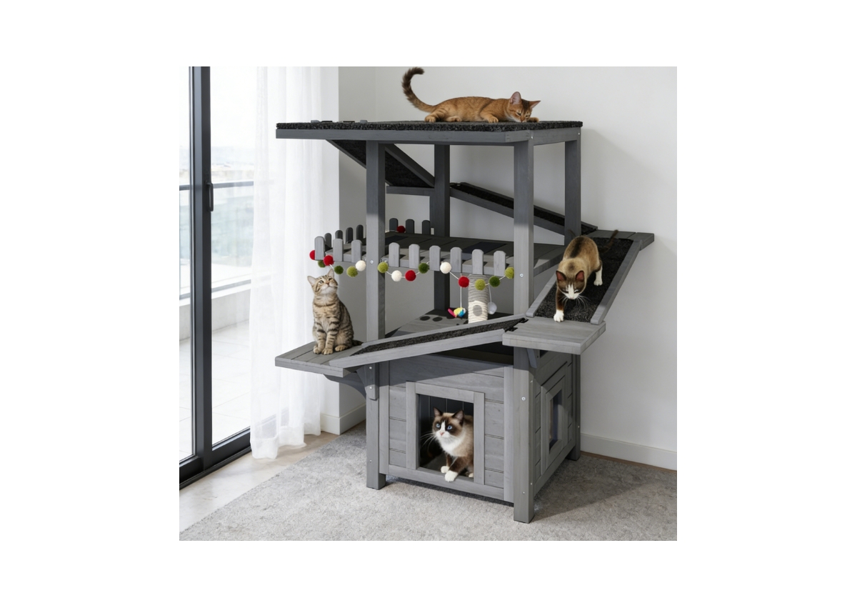 Click here for Zeus and Ruta 4 Tiers Outdoor Cat House Weatherpro... prices