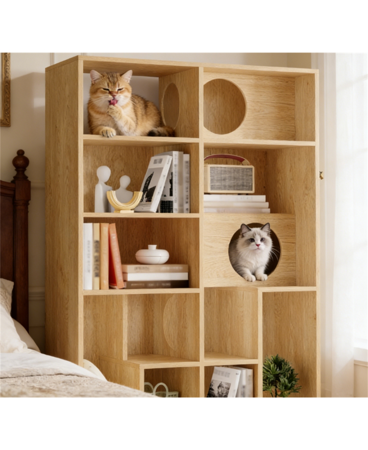 Click here for Zeus and Ruta Modern 2 In 1 Wood Cat Tree Bookshel... prices