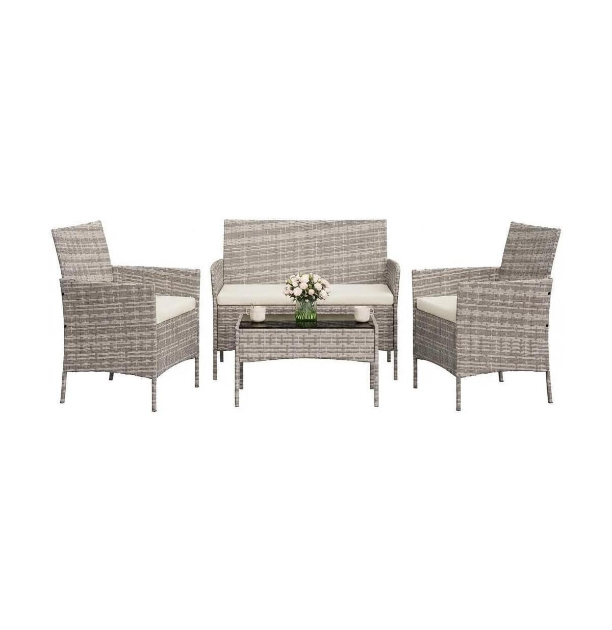 Click here for gaomon 4-Piece Rattan Patio Furniture Set with Uph... prices
