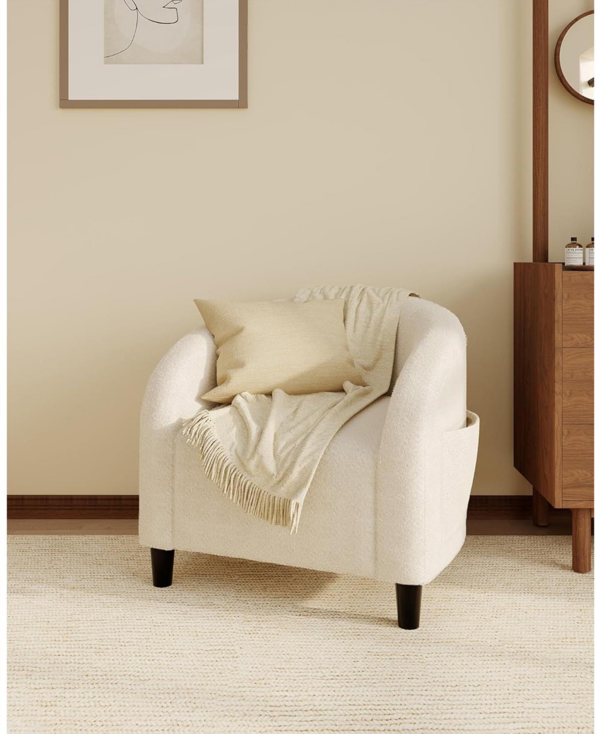 Click here for gaomon Accent Barrel Chair Boucle Club Chair Furry... prices