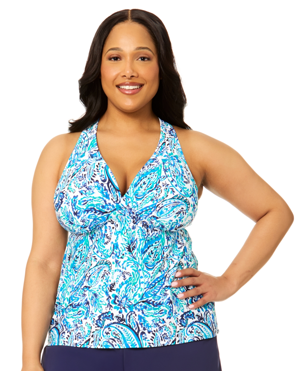 Click here for Island Escape Plus Size H-Back V-Neck Underwire Ta... prices