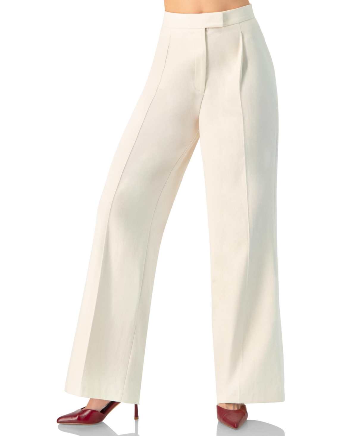 Click here for Ivonne Womens Wide-Leg Straight Pants - Ivory prices