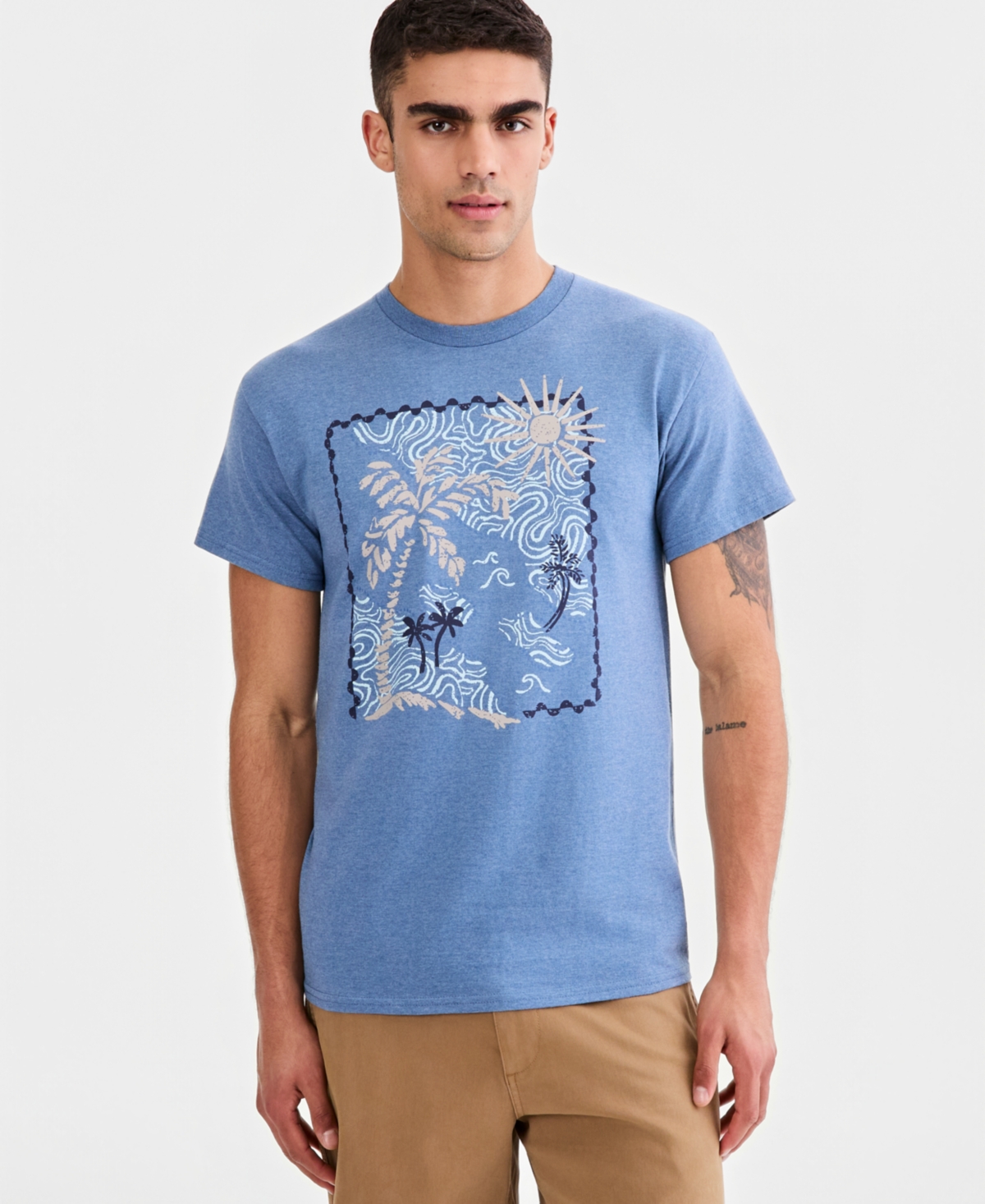 Click here for Sun + Stone Mens Cotton Palm Island Graphic T-Shir... prices