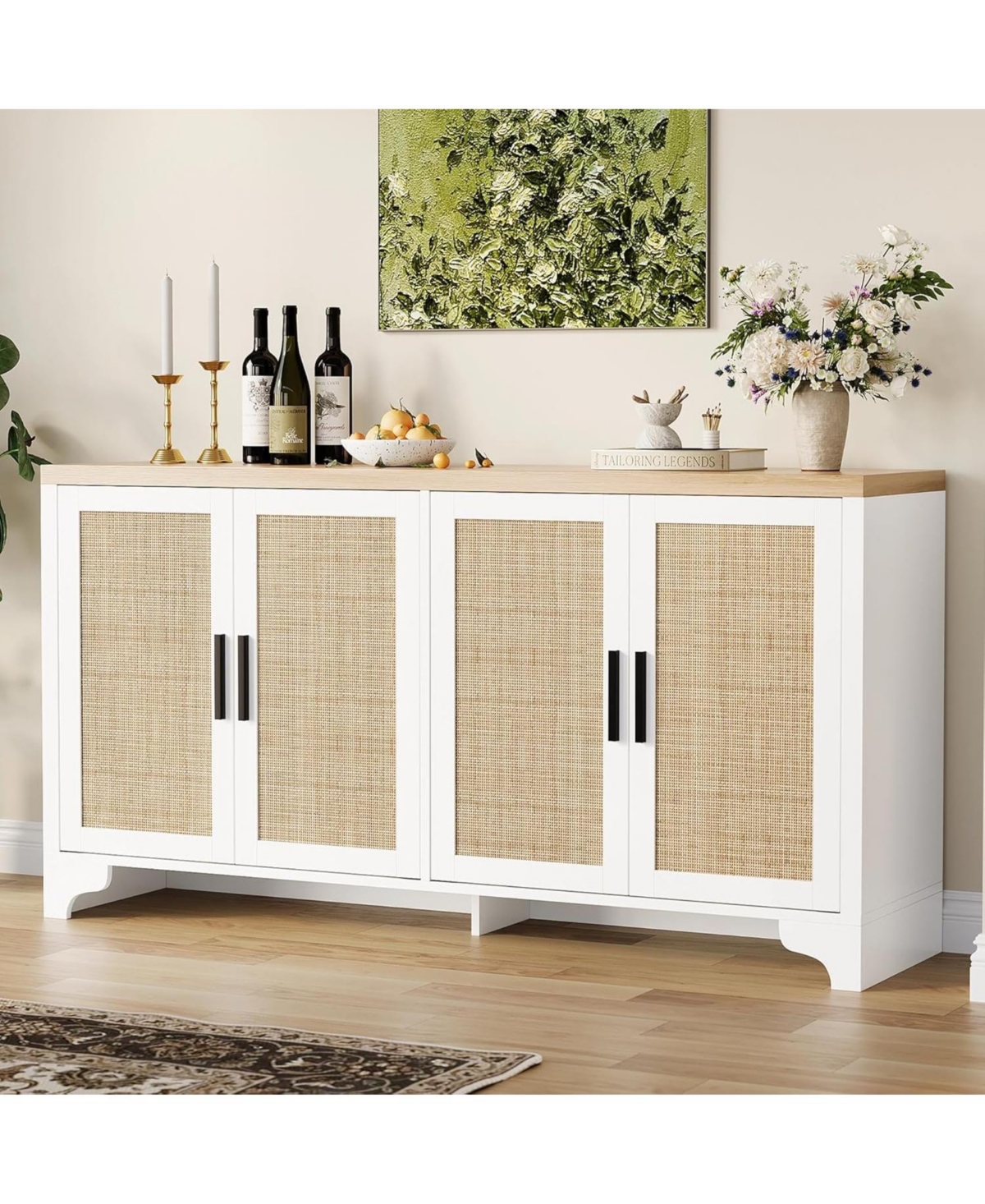 Click here for Gaomon 4-Door Boho Sideboard Buffet Cabinet - Whit... prices