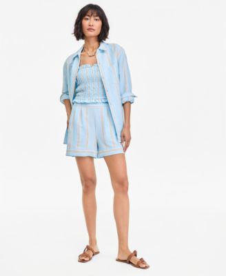 Click here for On 34th Womens Kayla Stripe Relaxed Button Down Sh... prices