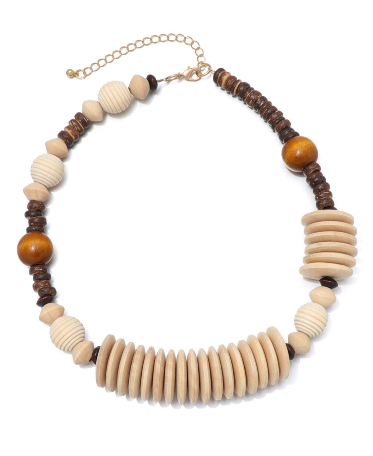 Click here for Adornia Mixed Wood Disc Adjustable Disc Necklace -... prices