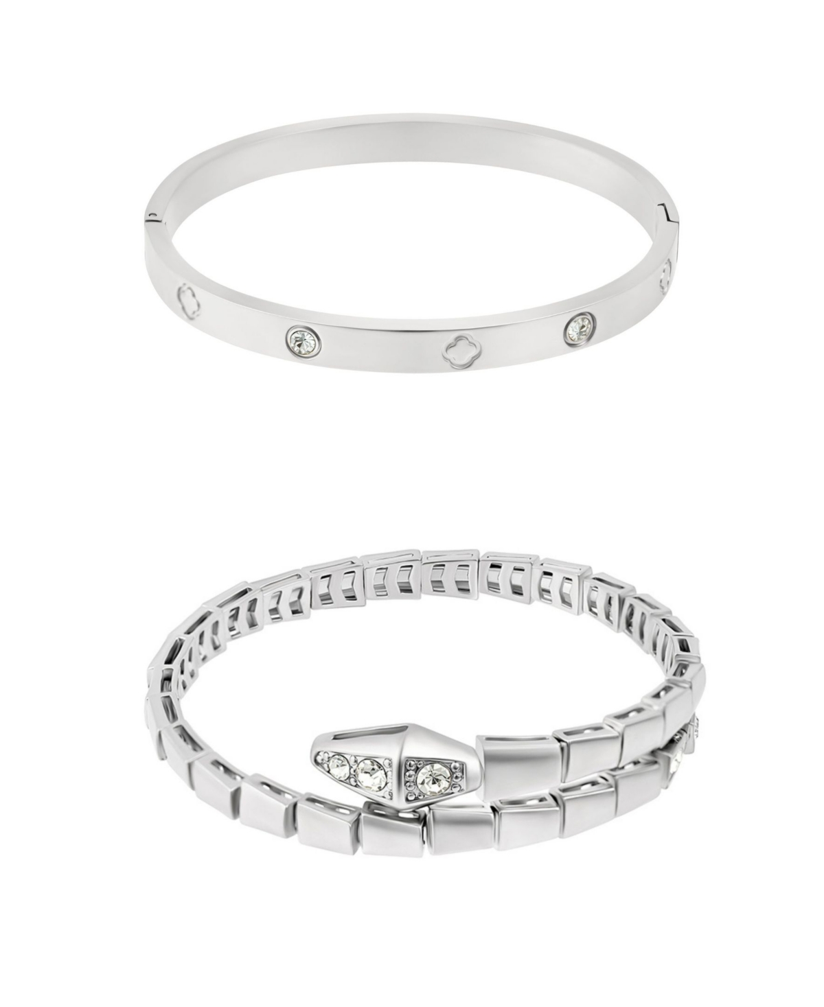 Click here for Adornia Silver 2-Piece Snake and Clover Cuff Brace... prices