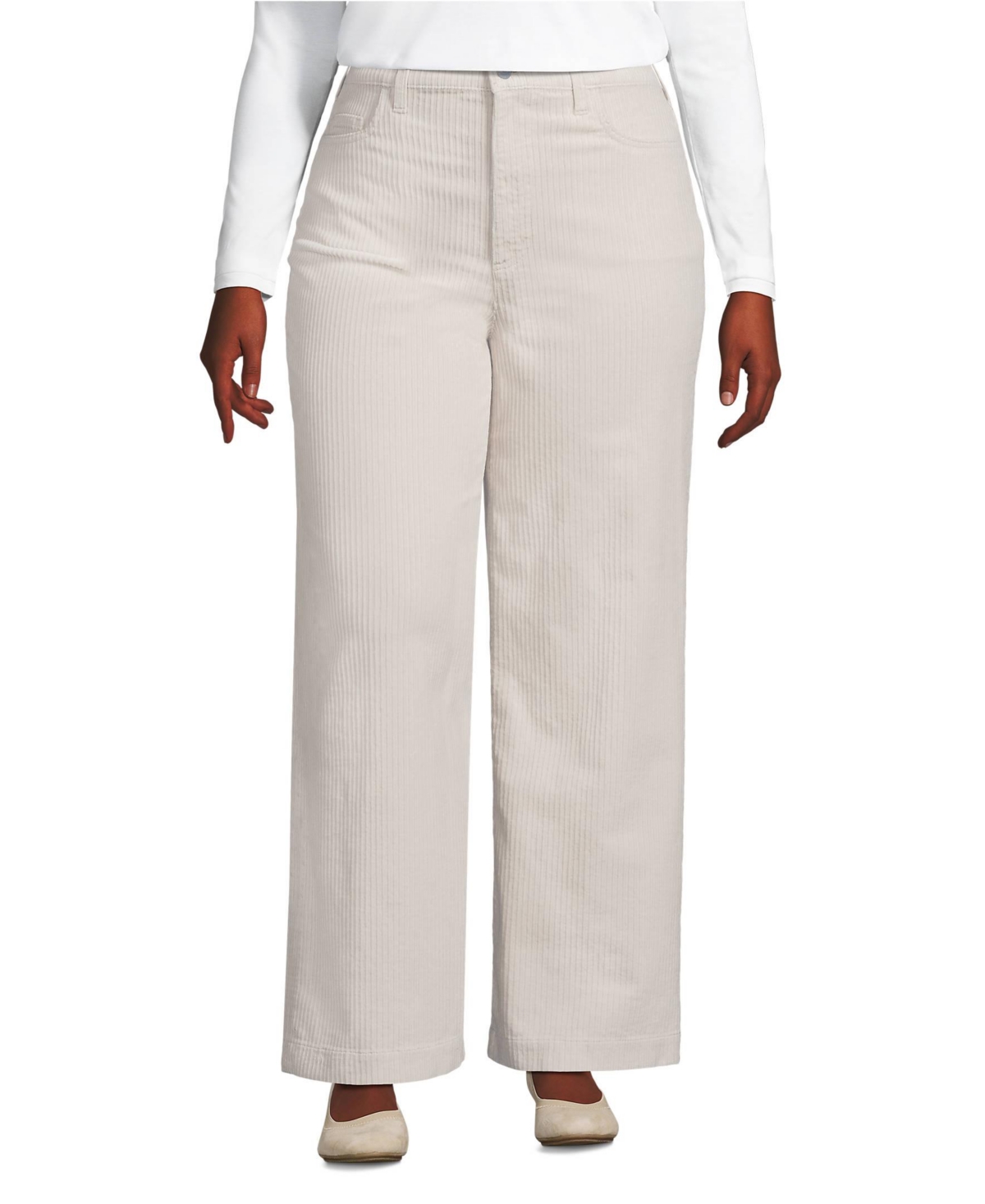 Click here for Lands End Womens Plus Size High Rise Wide Leg Cord... prices